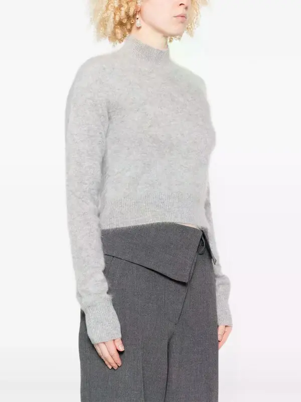 Sportmax High-neck Cropped Sweater - Grey