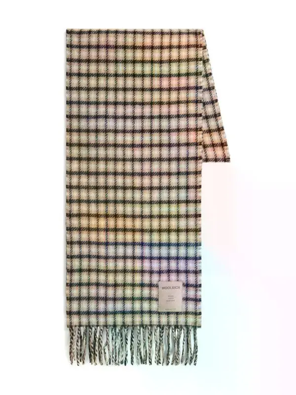 Woolrich Checked Fringed Scarf - Neutrals
