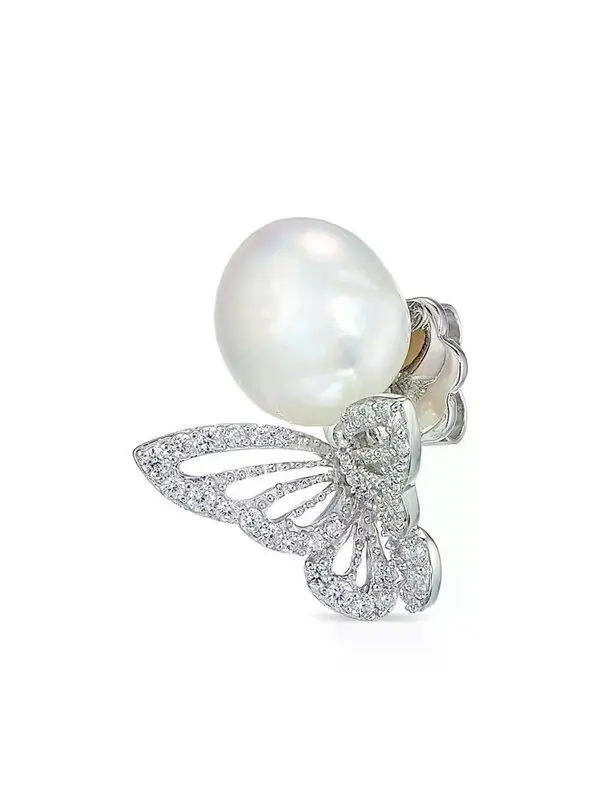 ANABELA CHAN 18kt Gold Butterfly Pearl And Diamond Earrings - Silver