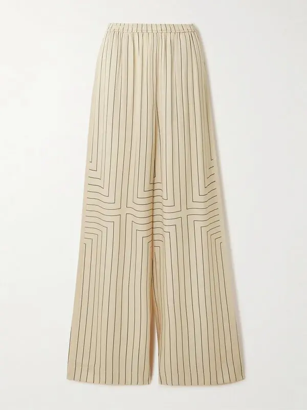 JOSEPH Hulin Pinstriped Silk-blend Satin Wide-leg Trousers
