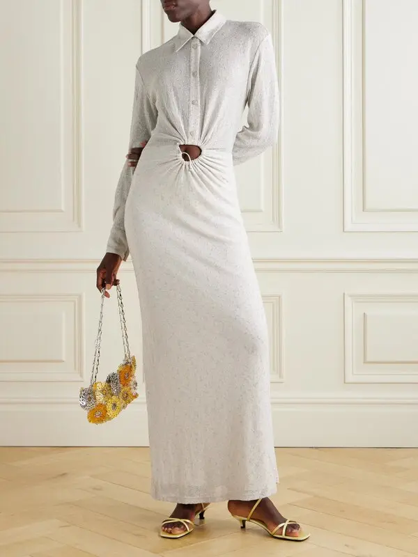 Christopher Esber Embellished Cutout Metallic Mesh Maxi Dress