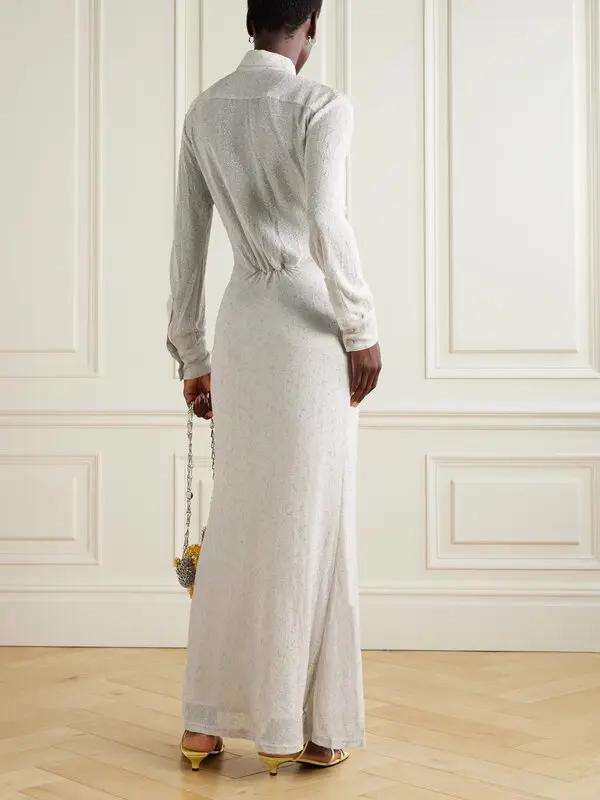 Christopher Esber Embellished Cutout Metallic Mesh Maxi Dress
