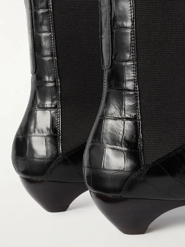 Le Monde Beryl Allegra Croc-effect Leather Chelsea Boots - Black