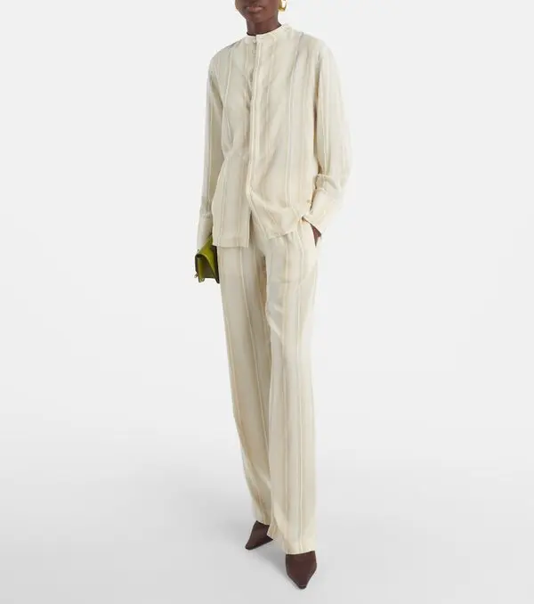 Victoria Beckham Striped Silk Blend Shirt