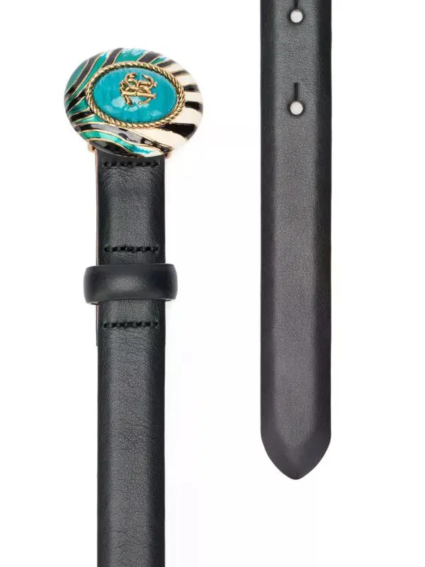 Roberto Cavalli Leather Zebra-print Buckle Belt