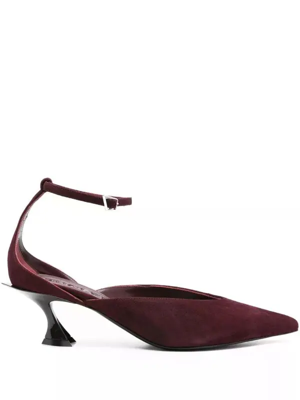 MUGLER 55mm Fang Ankle-strap Pumps - Red