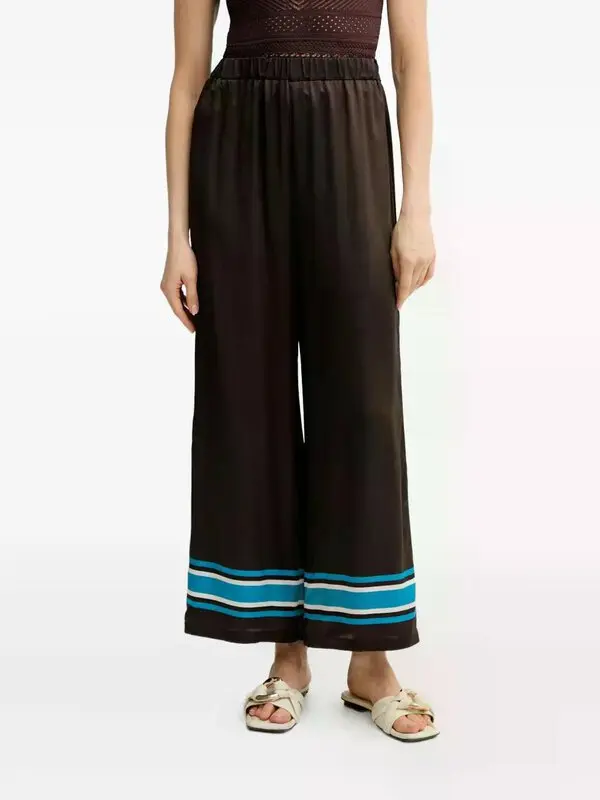 Luisa Spagnoli Satin Stripe Detail Trousers - Brown