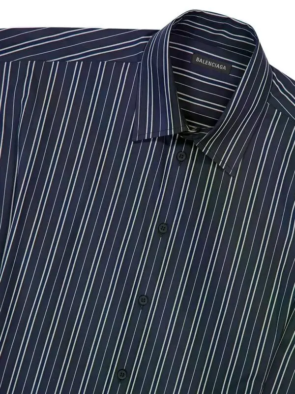Balenciaga Striped Cotton Mini Shirt Dress