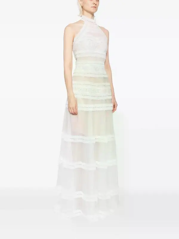 SAIID KOBEISY High-neck Lace Maxi Dress - White