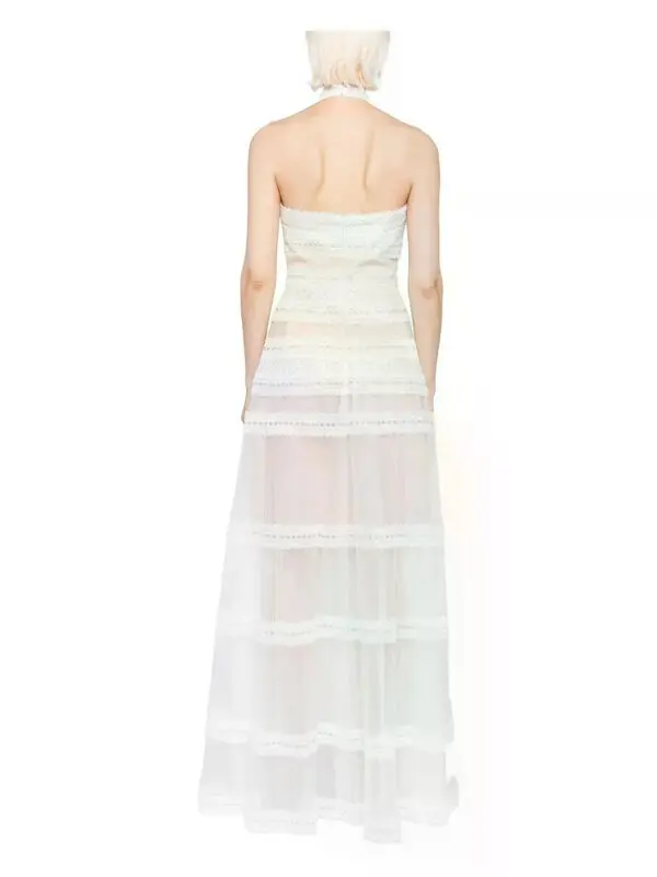 SAIID KOBEISY High-neck Lace Maxi Dress - White
