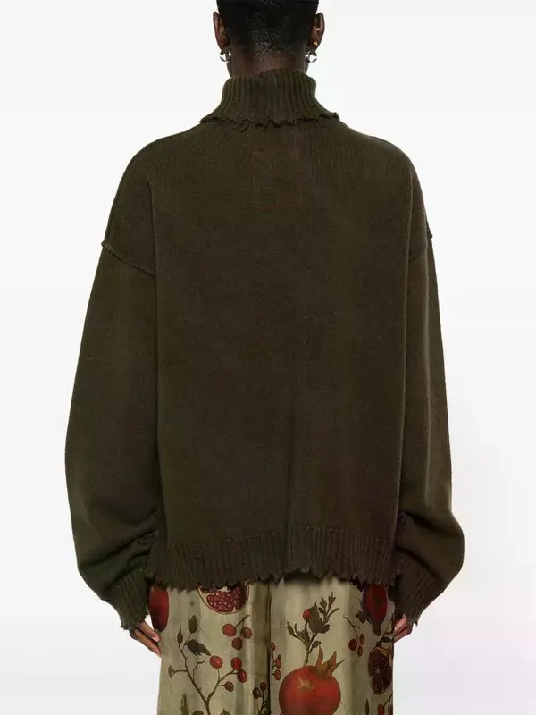 UMA WANG High-neck Frayed Hem Sweater