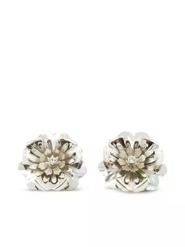 Blumarine Embellished Flower Stud Earrings - Silver