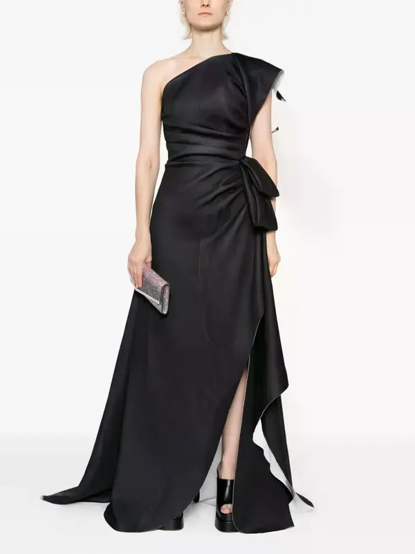 SAIID KOBEISY One-shoulder Ruffled Gown - Black
