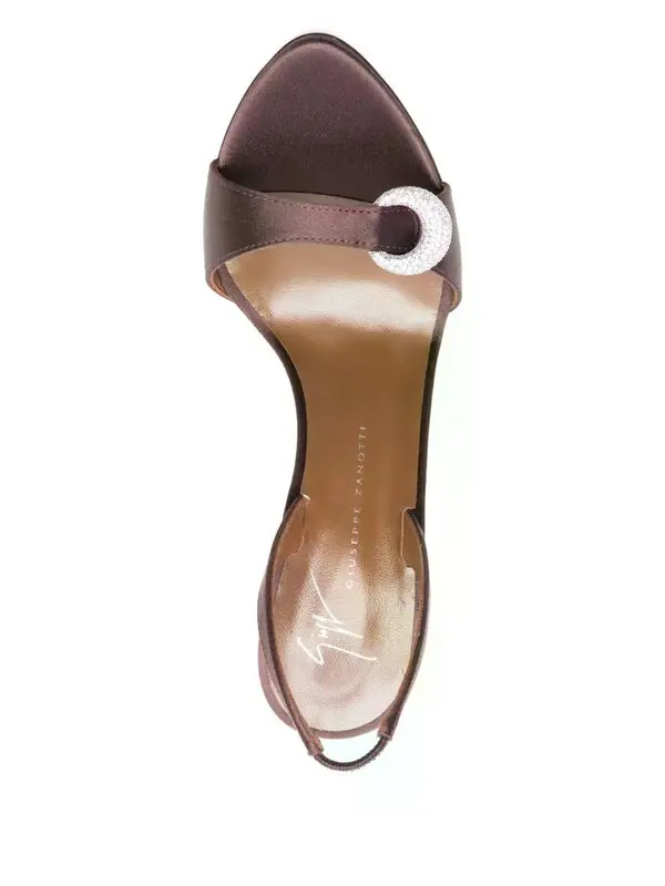 GIUSEPPE ZANOTTI Embellished Slingback Heeled Sandals - Brown