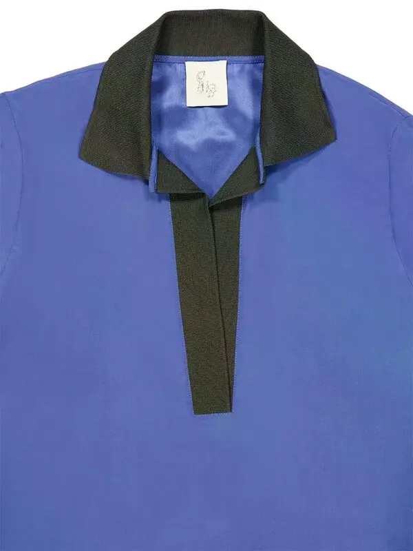 PAULA Contrasting Collar Blouse - Blue