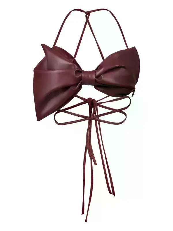 LIKA Bow-detail Lace-up Top - Red