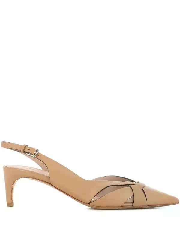 DEL CARLO Leather Slingback Pumps - Neutrals
