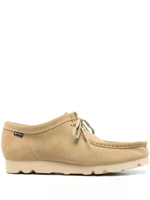 Clarks Wallabee Boots In Sand Beige Waterproof Suede