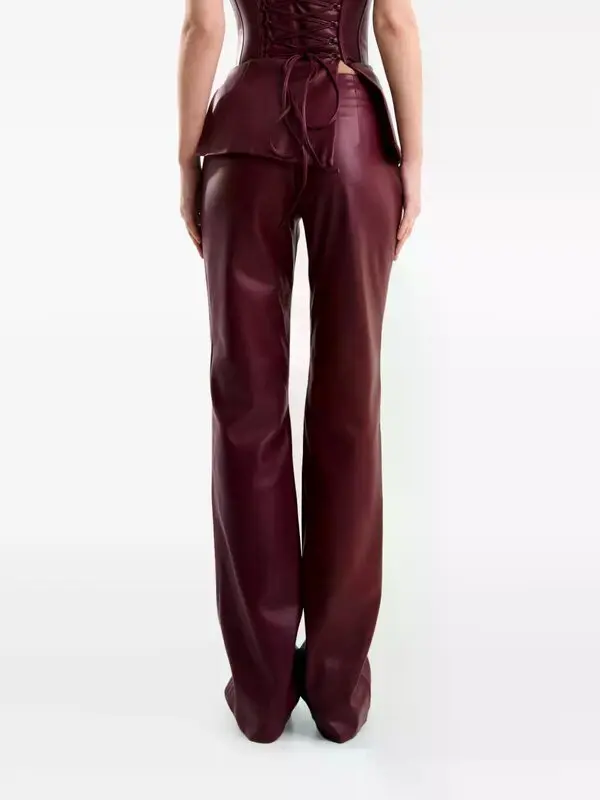 LIKA Cut-out Eco-leather Trousers - Red