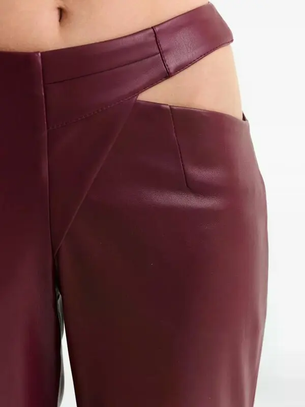 LIKA Cut-out Eco-leather Trousers - Red