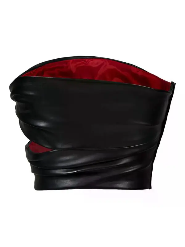 LIKA Name Draped Faux-leather Top