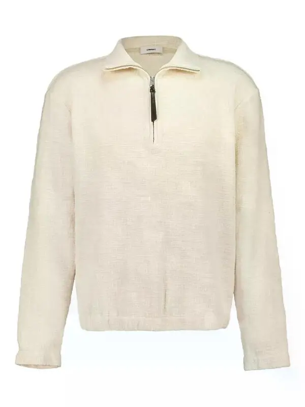Commas Textured Zip-neck Pullover - Neutrals