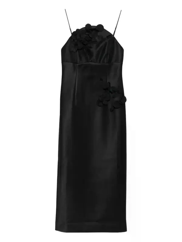 Acler Bilston Floral-embellished Midi Dress - Black