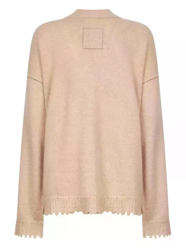 UMA WANG Frayed-edge Ribbed Cashmere Cardigan