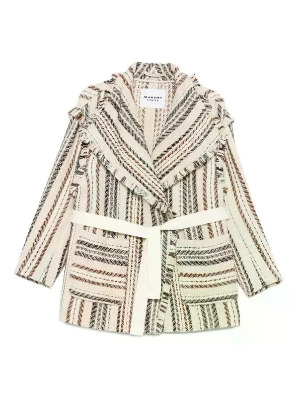 MARANT ETOILE Illisa Striped Fringed Jacket - Neutrals