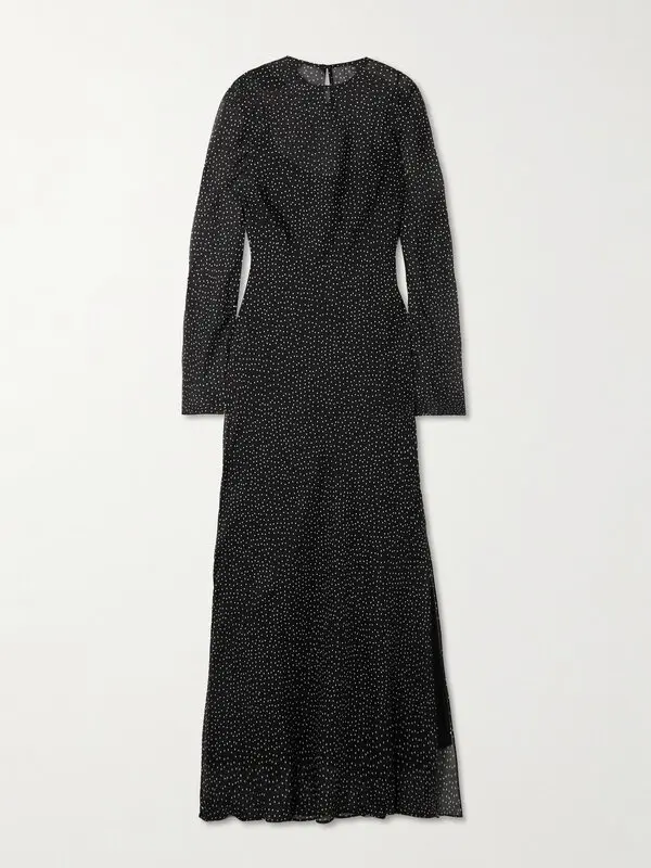 SIR. Lisander Polka-dot Silk-chiffon Maxi Dress - Black