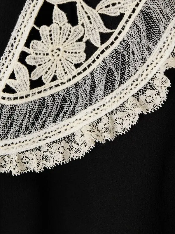 Chloé Lace-trimmed Silk-crepe Blouse