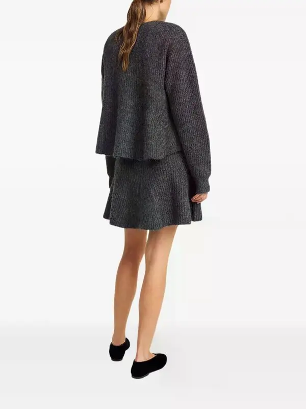 BY MALENE BIRGER Ribbed V-neck Sweater - Grey