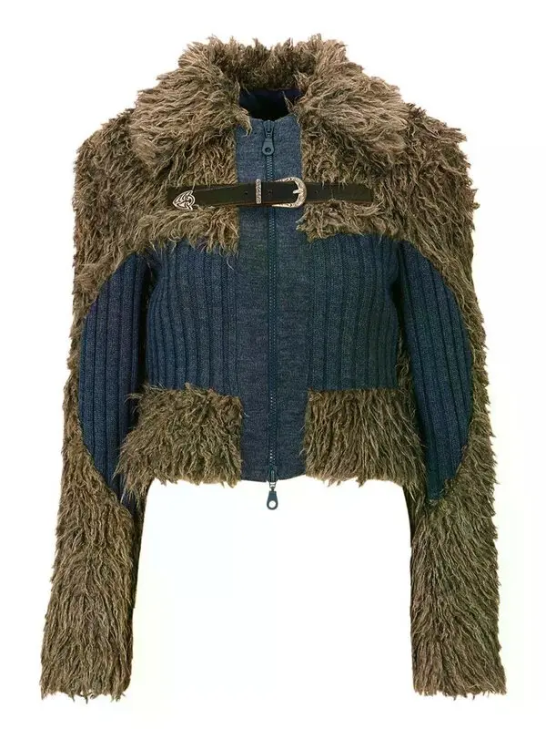 Andersson Bell Belted Shearling Cardigan - Grey