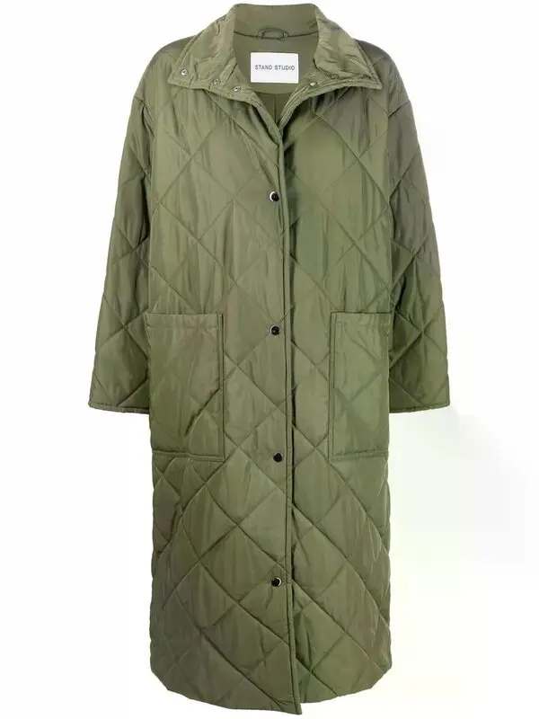 STAND STUDIO Recycled Polyester Quilted Coat - Green