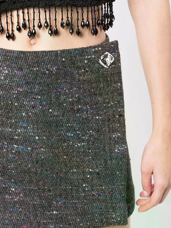 GANNI Tweed Wrap Mini Skirt