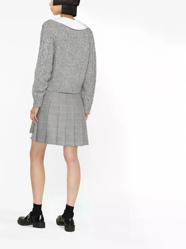 GANNI Contrasting Collar Cable Knit Cardigan