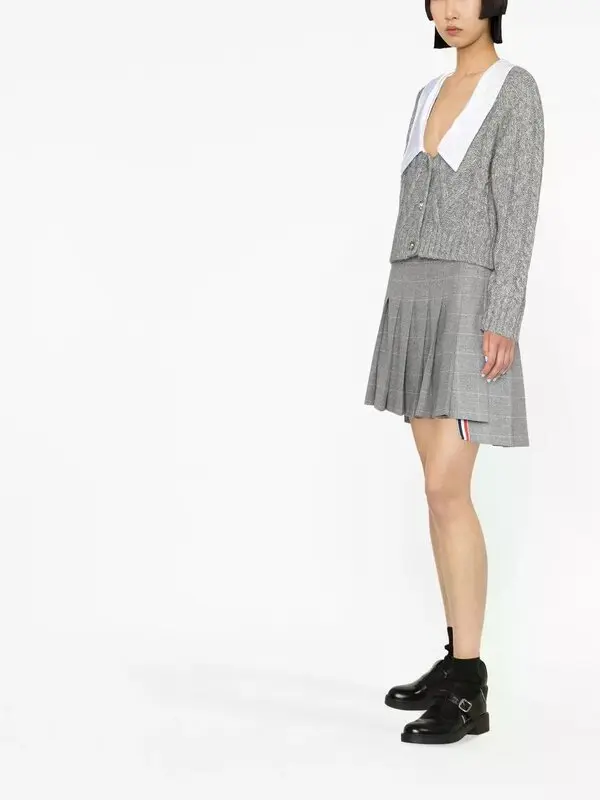 GANNI Contrasting Collar Cable Knit Cardigan