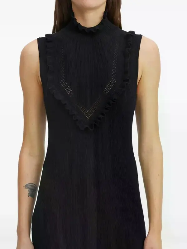 Rodebjer Ribbed Ruffle Maxi Dress