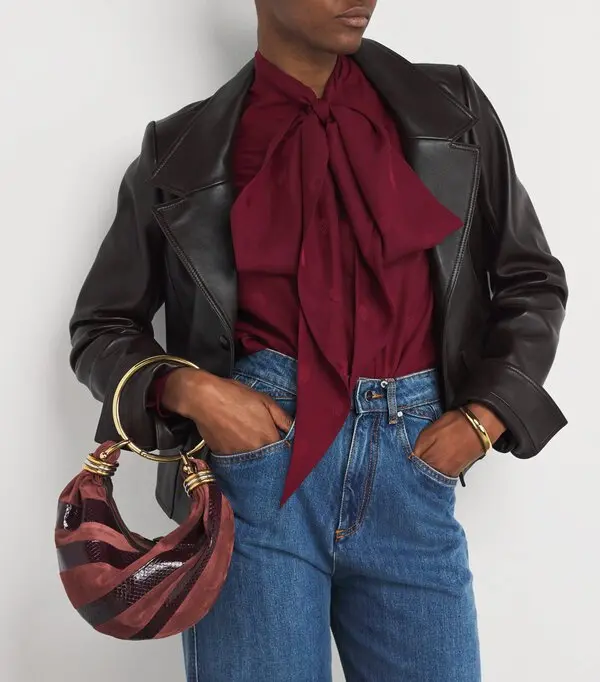 Chloé Mini Suede Snakeskin-effect Bracelet Top-handle Bag