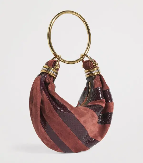 Chloé Mini Suede Snakeskin-effect Bracelet Top-handle Bag