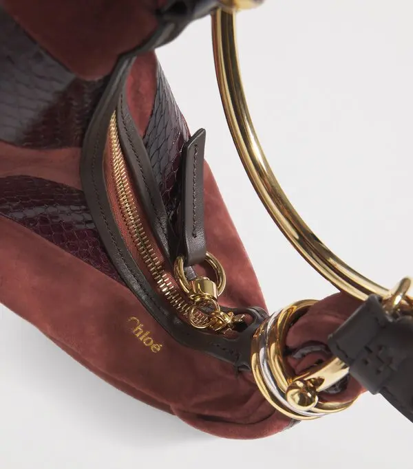 Chloé Mini Suede Snakeskin-effect Bracelet Top-handle Bag