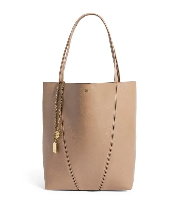 Chloé Medium Leather Spin Tote Bag - Pink