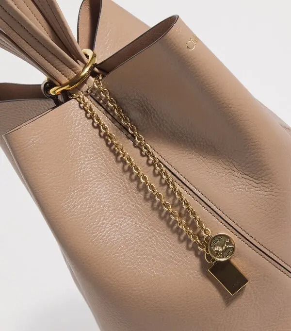 Chloé Medium Leather Spin Tote Bag - Pink