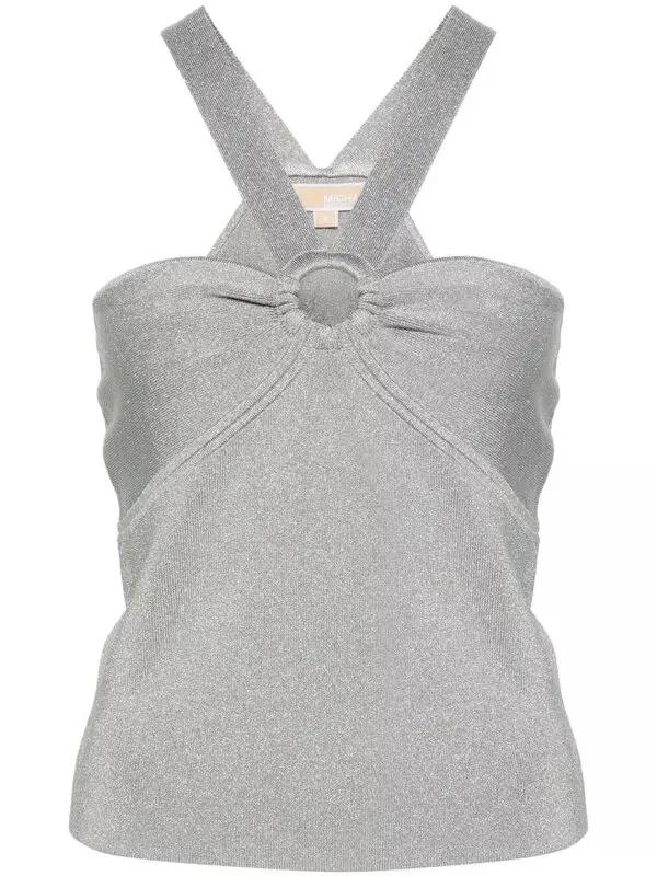 Michael Kors Halterneck Knitted Top - Silver
