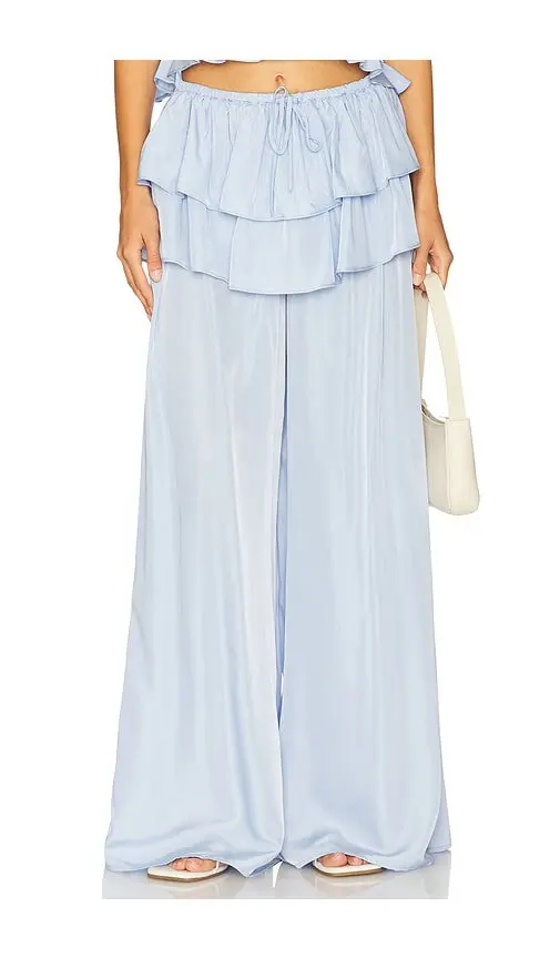 WeWoreWhat Ruffle Waist Flare Pant - Blue
