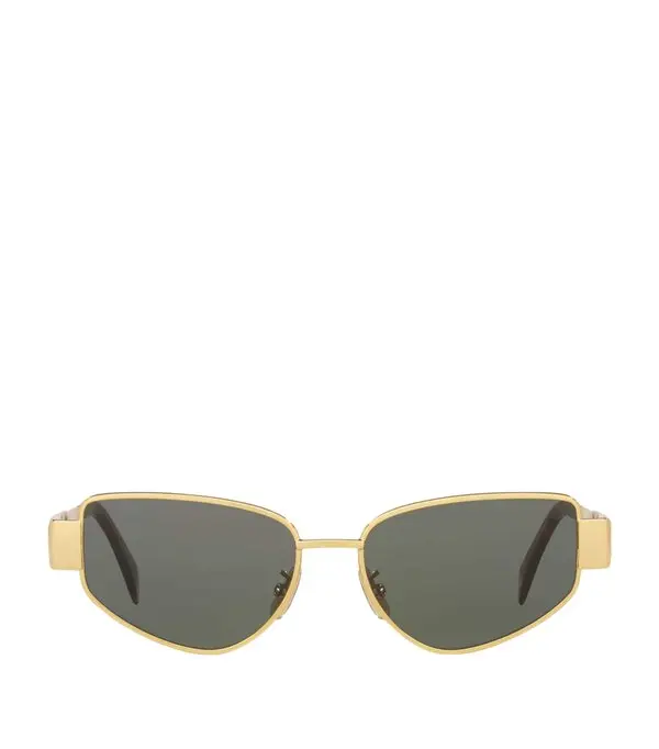 Celine Metal Triomphe Cat Eye Sunglasses - Gold