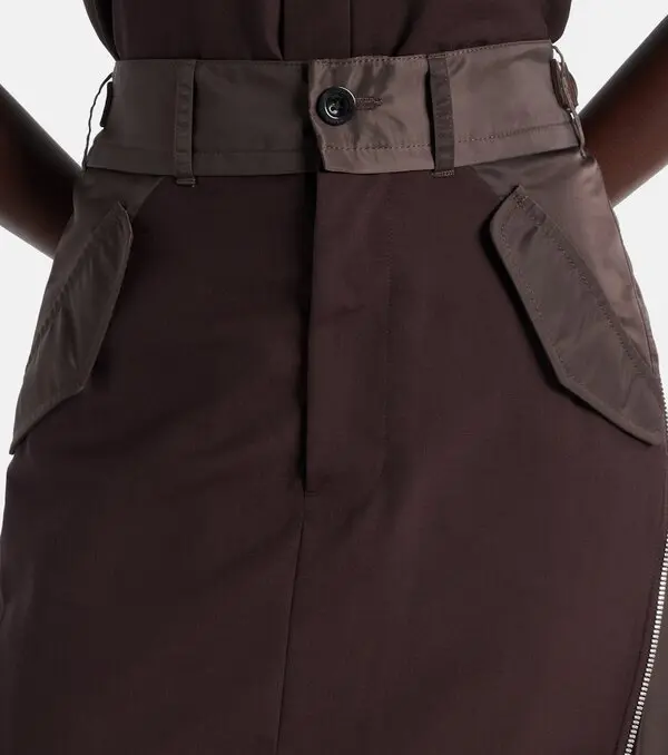 Sacai Pleated Midi Skirt With Zip Detailing