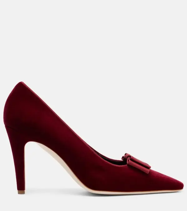 Manolo Blahnik Velvet Pumps With Bow Detailing