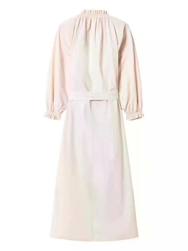 La DoubleJ Embroidered Ruffle-trimmed Midi Dress