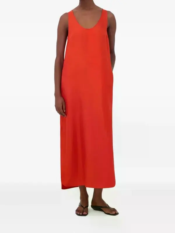 Loulou De Saison Silk Scoop-neck Side-vent Maxi Dress